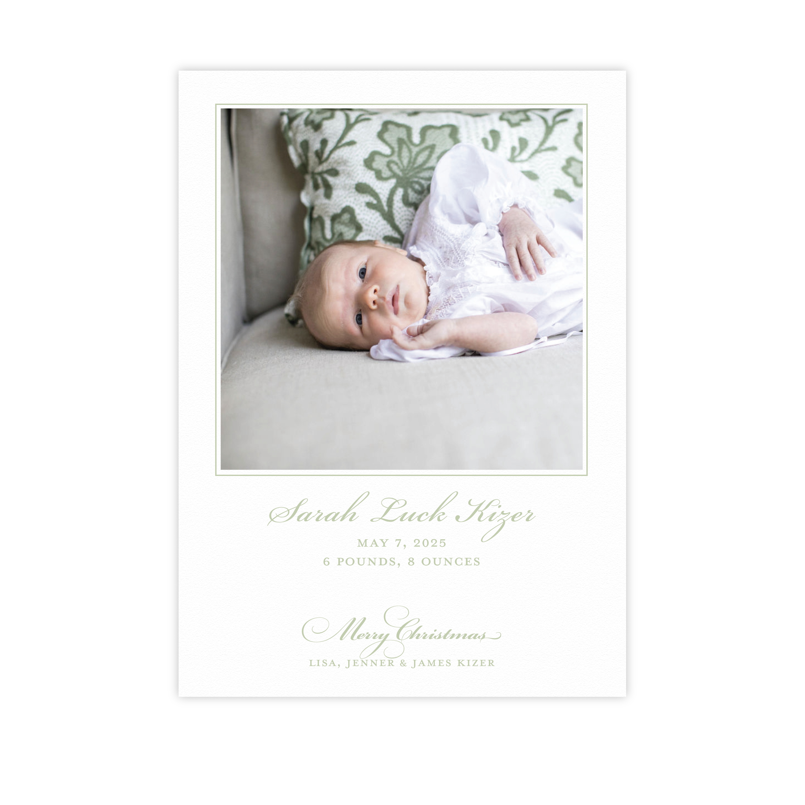 Laurel Birth Announcement Letterpress Card – Stovall Collection