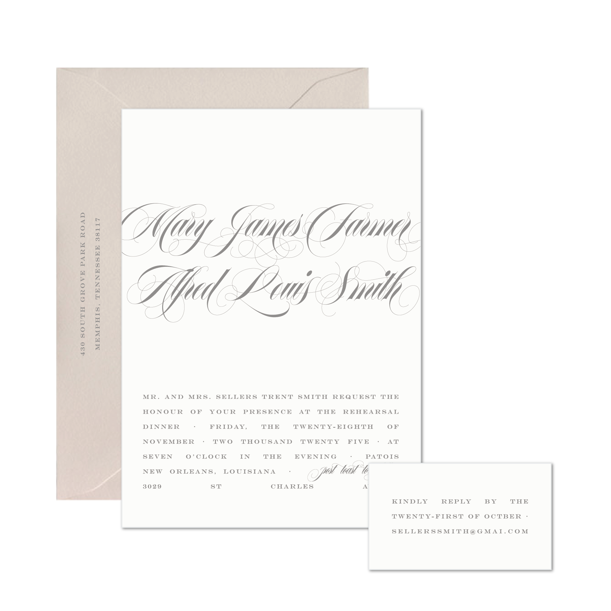 Mary James Rehearsal Dinner Invitation – Stovall Collection